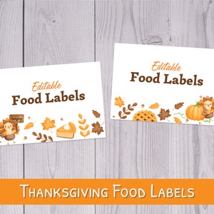 Thanksgiving Food Labels: Editable Fall Table Numbers (PDF) - Etsy