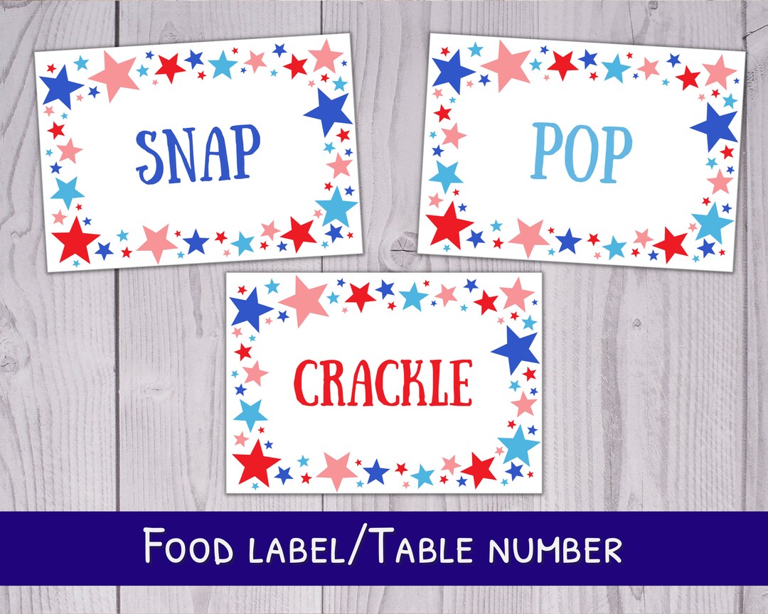 4th of July Food Labels Food Tags for Buffet Editable Table Numbers Red ...