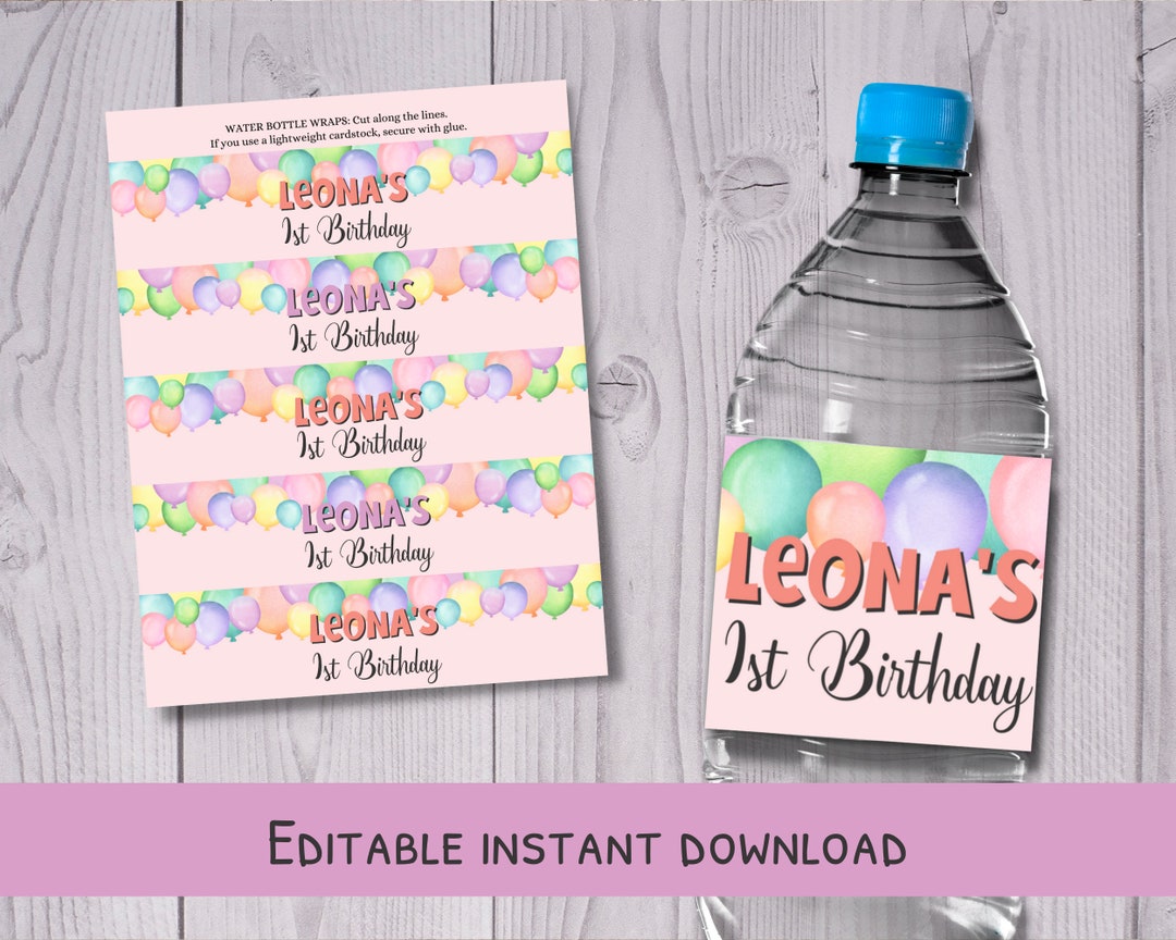 Pink Water Bottle Labels Editable Water Bottle Labels Personalized ...