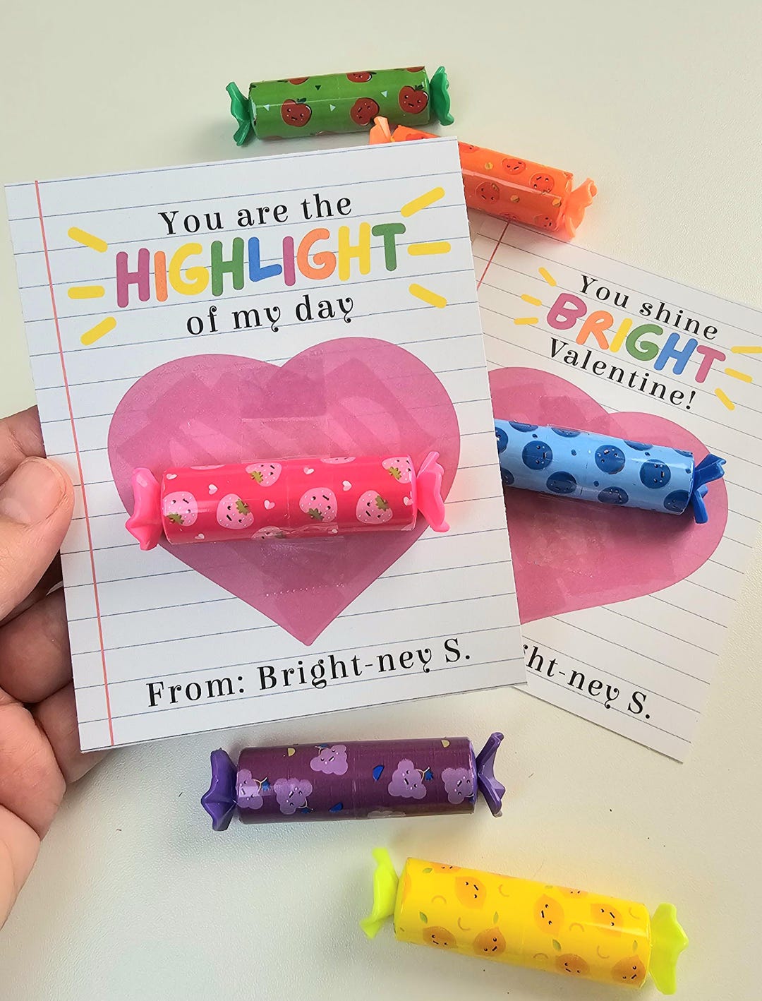 Assembled Highlighter Valentine Kit for Kids, Tweens & Classrooms DIY ...