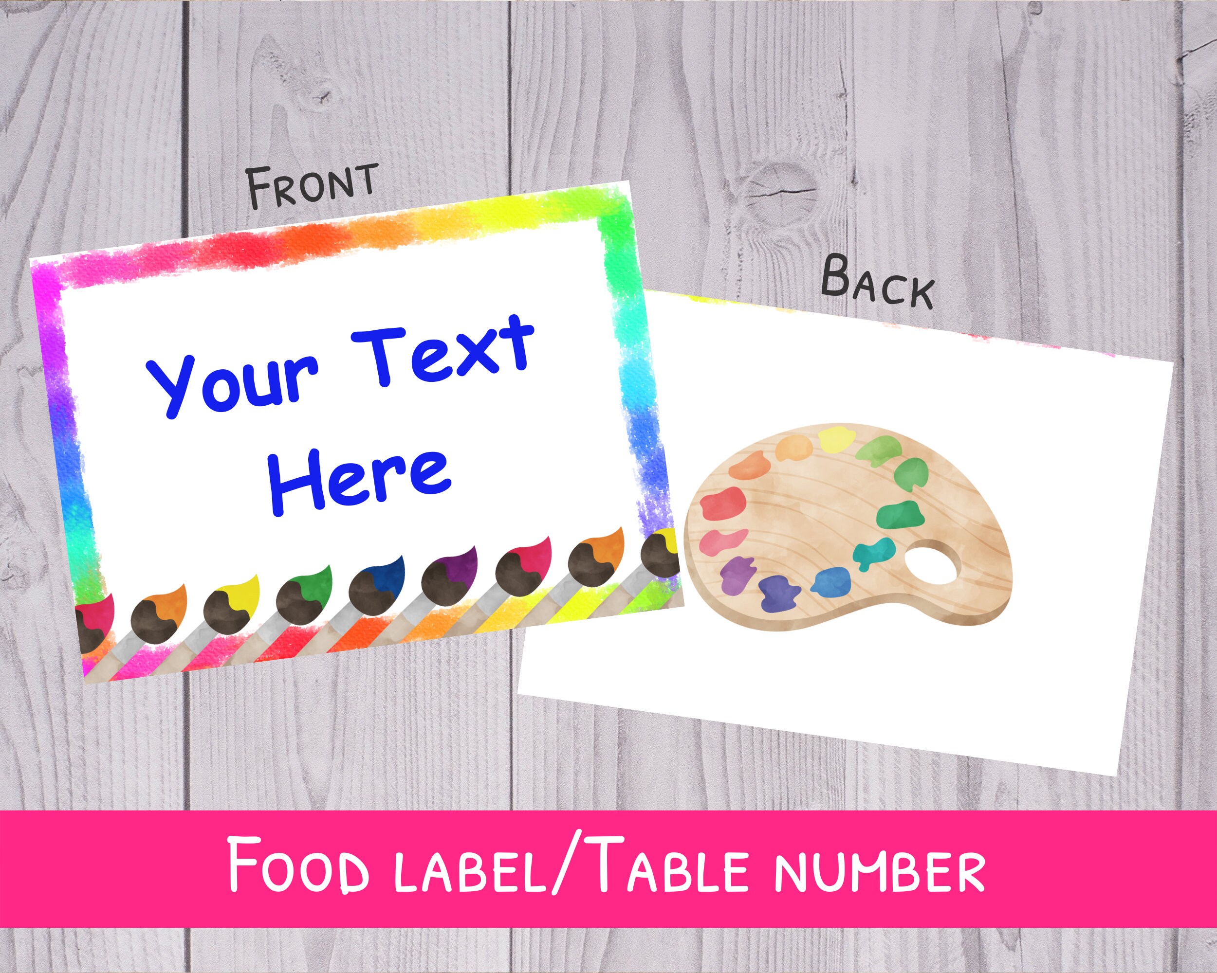 Paint Party Food Labels Rainbow Birthday Editable Table Numbers ...