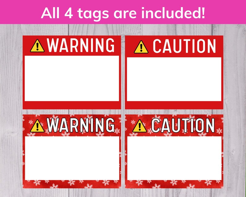 Funny Warning Gift Tags: Editable Humorus Christmas Caution Tags ...