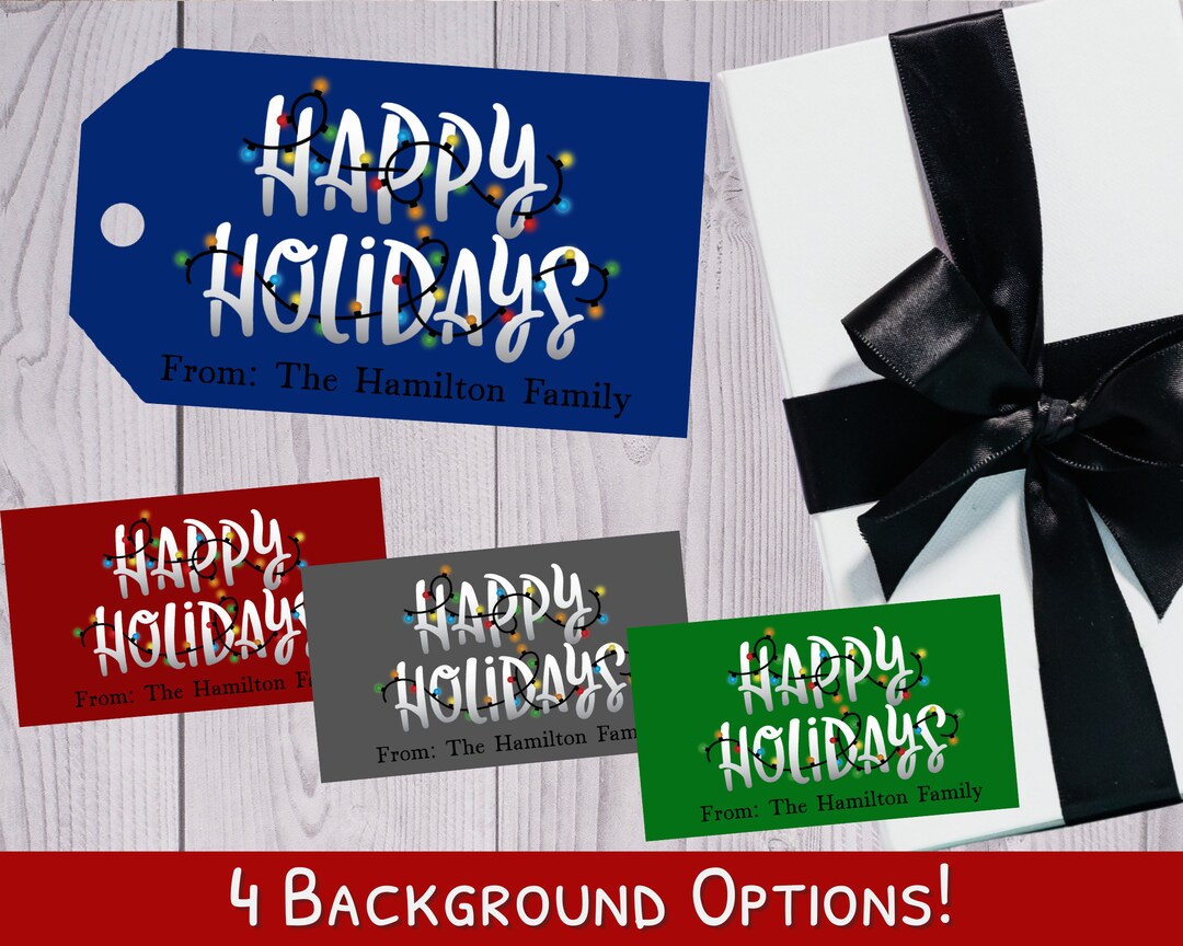 Happy Holidays Gift Tag Christmas Treat Bag Tag Christmas Gift Tags ...