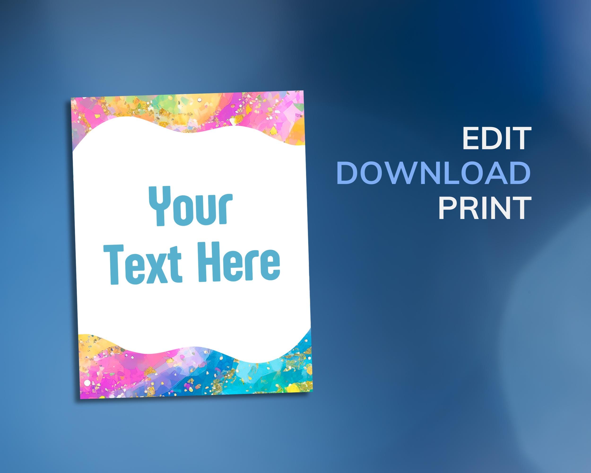 Rainbow Geode Party Sign Art Birthday Party Decor Customizable Party ...