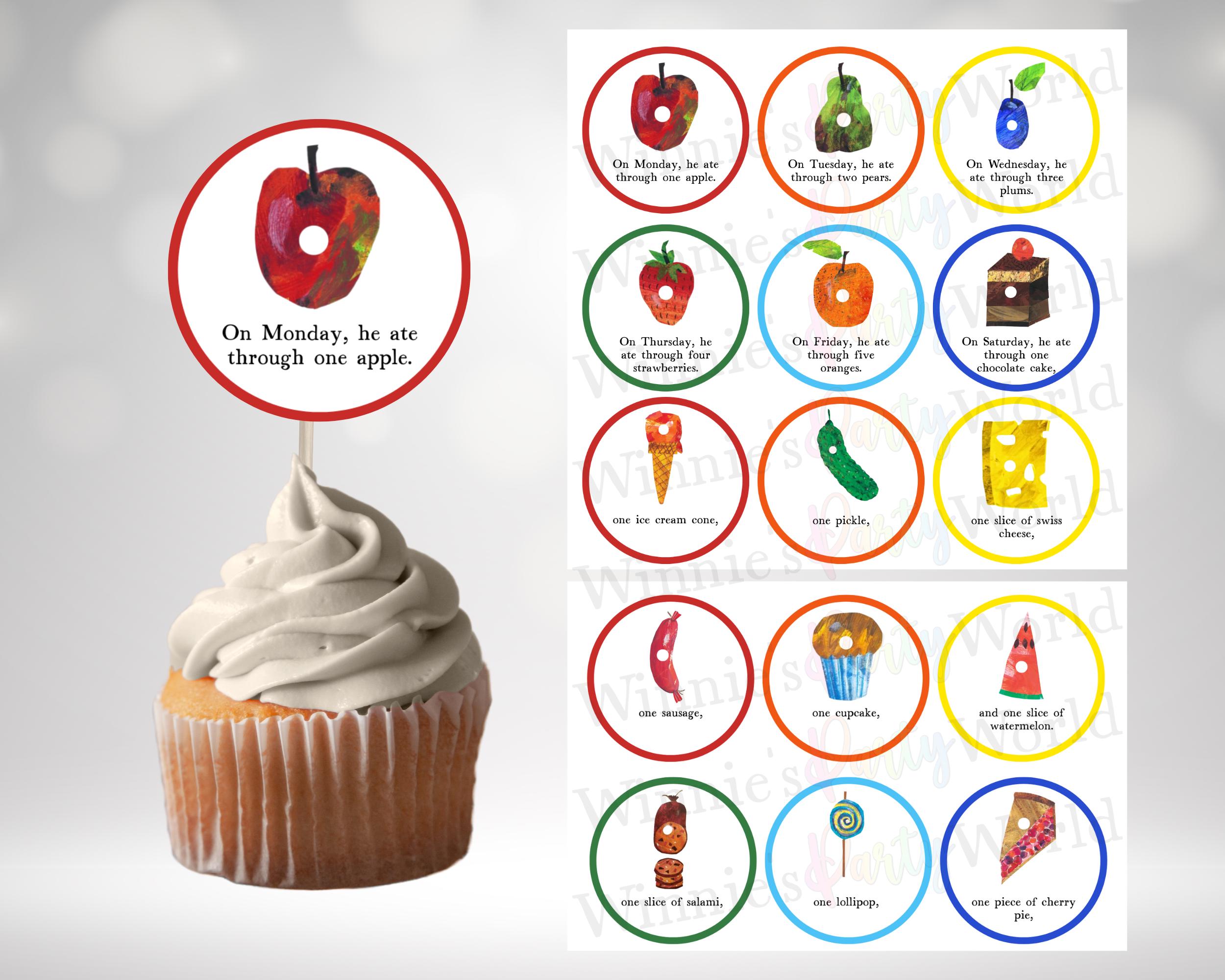 Hungry Caterpillar Cupcake Toppers: Birthday Party Decoration (PDF) - Etsy