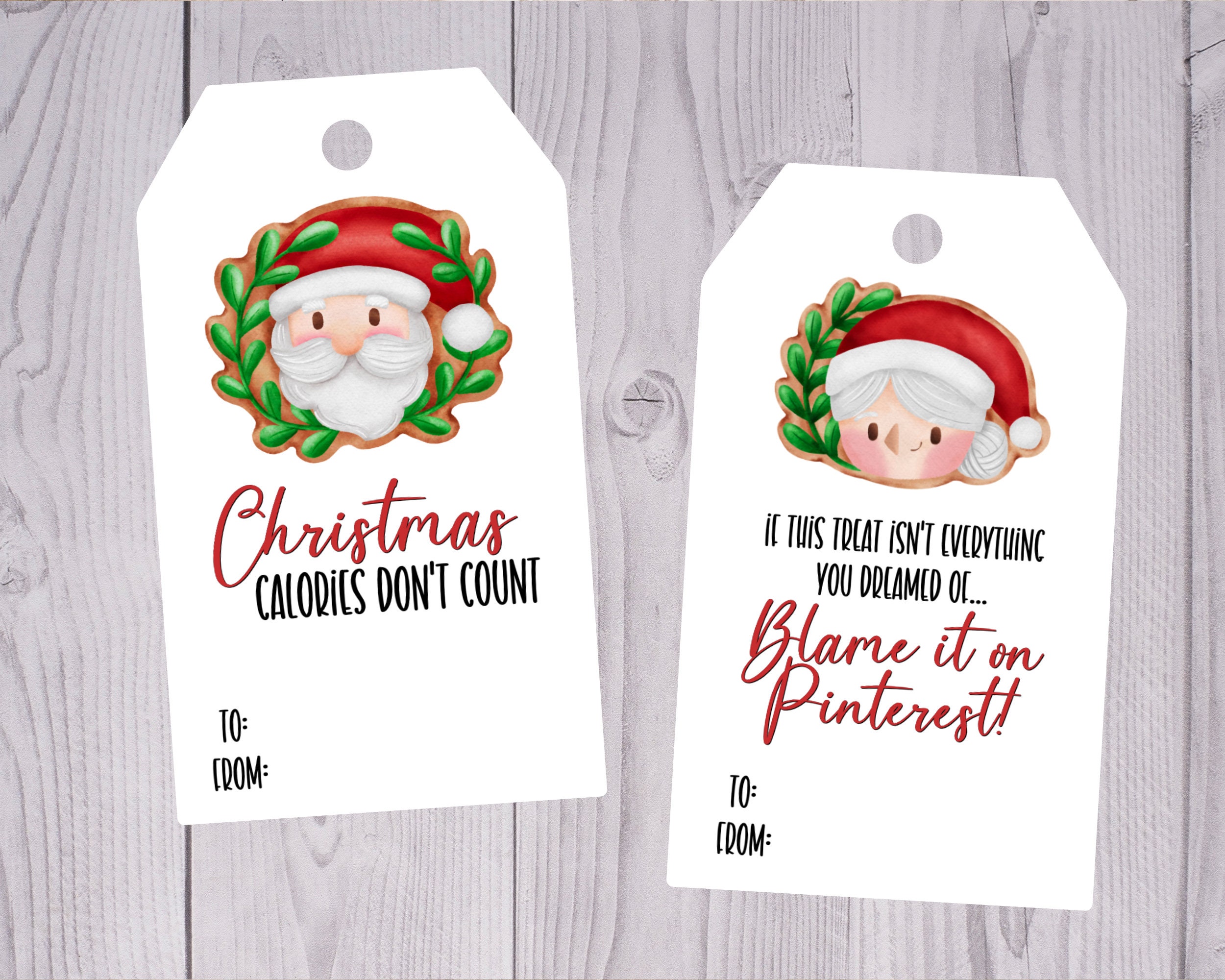 Christmas Cookie Gift Tags Baked Goods Gift Tag Christmas Party Favor ...