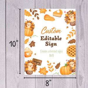 Thanksgiving Party Signs - Printable Sign - Customizable Party Signs ...