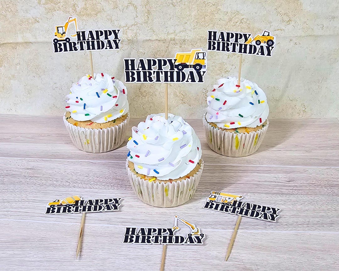 Construction Vehicle Cupcake Toppers Set - Kids Birthday Party ...