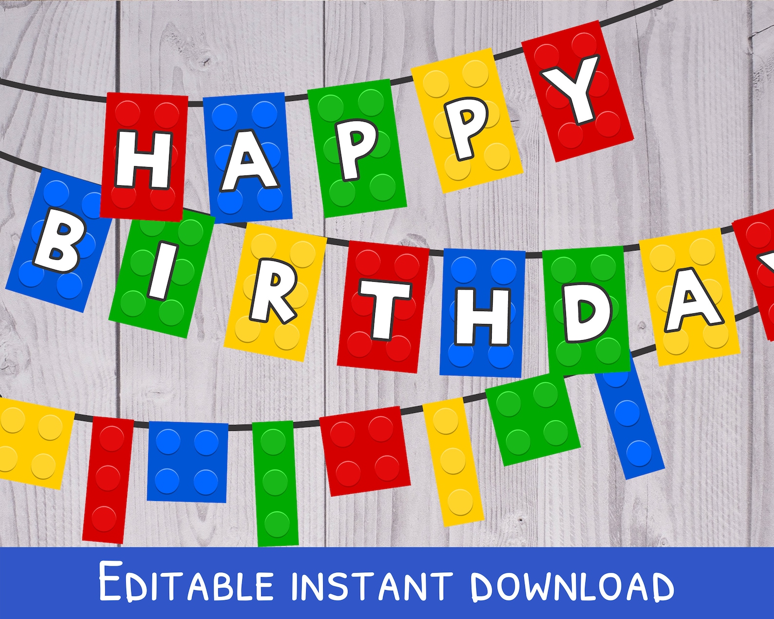 Building Bricks Banner Printable Birthday Banner for Boy - Etsy