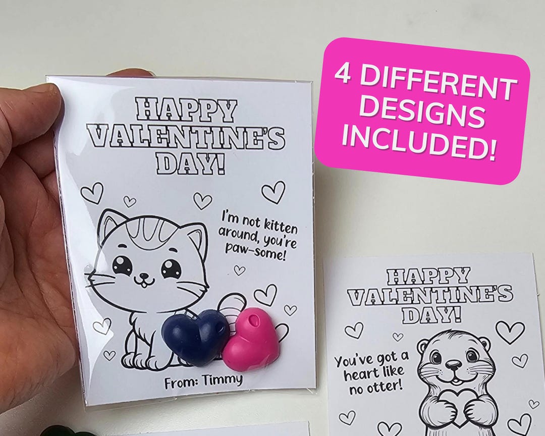 DIY Valentine's Day Coloring Card Kits for Kids Assembled Non-candy ...