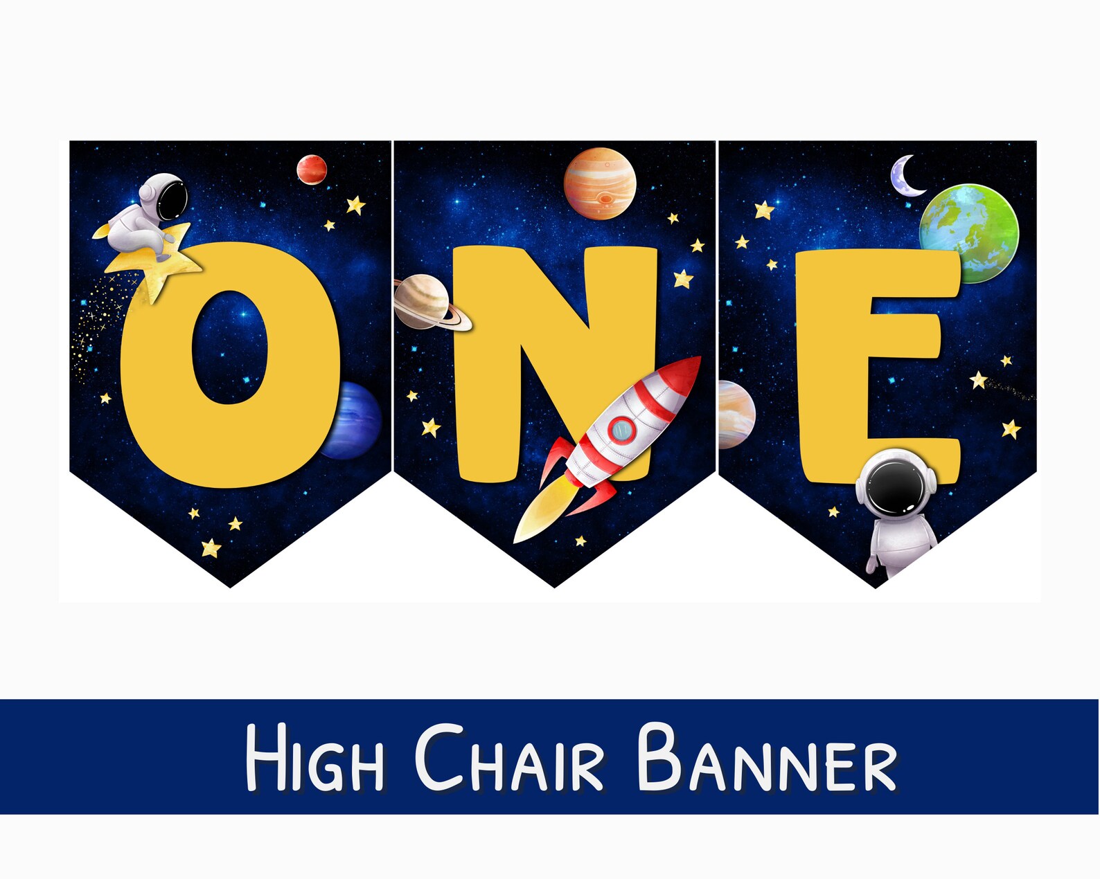 Outer Space Banner High Chair Banner 1st Birthday for Boy Printable ...