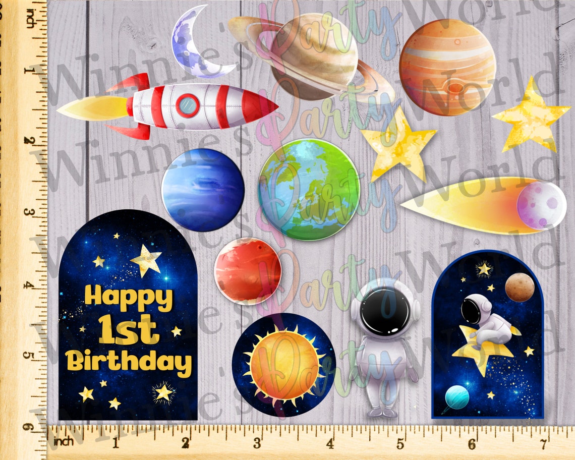 Printable Space Cake Topper Out of This World Space Birthday Party ...