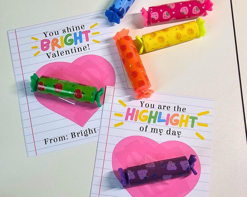 Assembled DIY Highlighter Valentine's Day Cards for Kids, Tweens ...