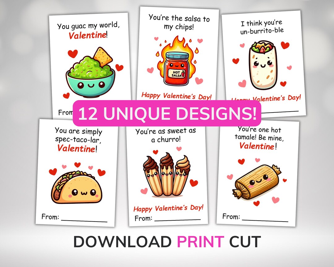 Mexican Food Valentines Card for Kids Valentine Cards Printable ...
