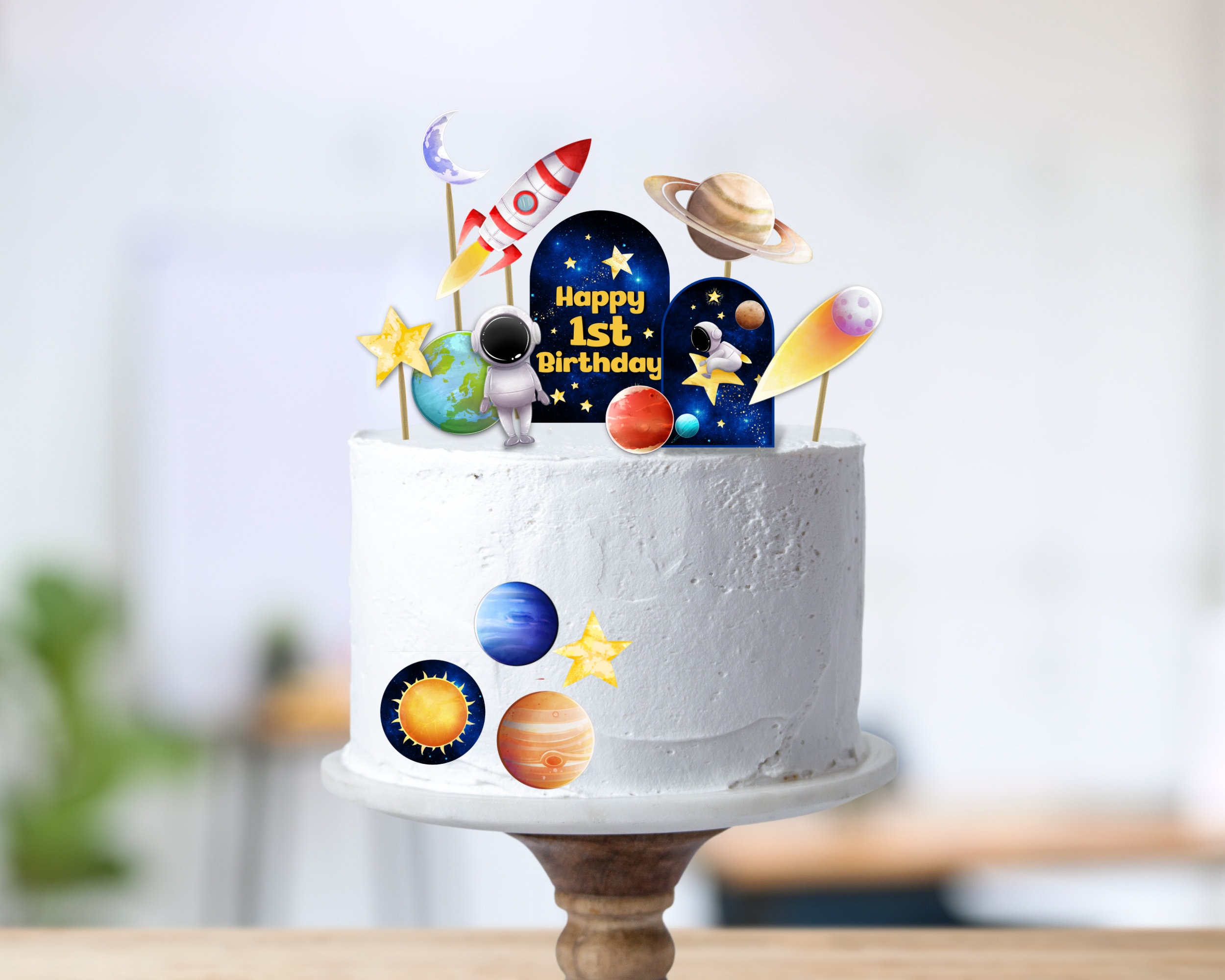 Printable Space Cake Topper: Galaxy 1st Birthday Party (PDF) - Etsy