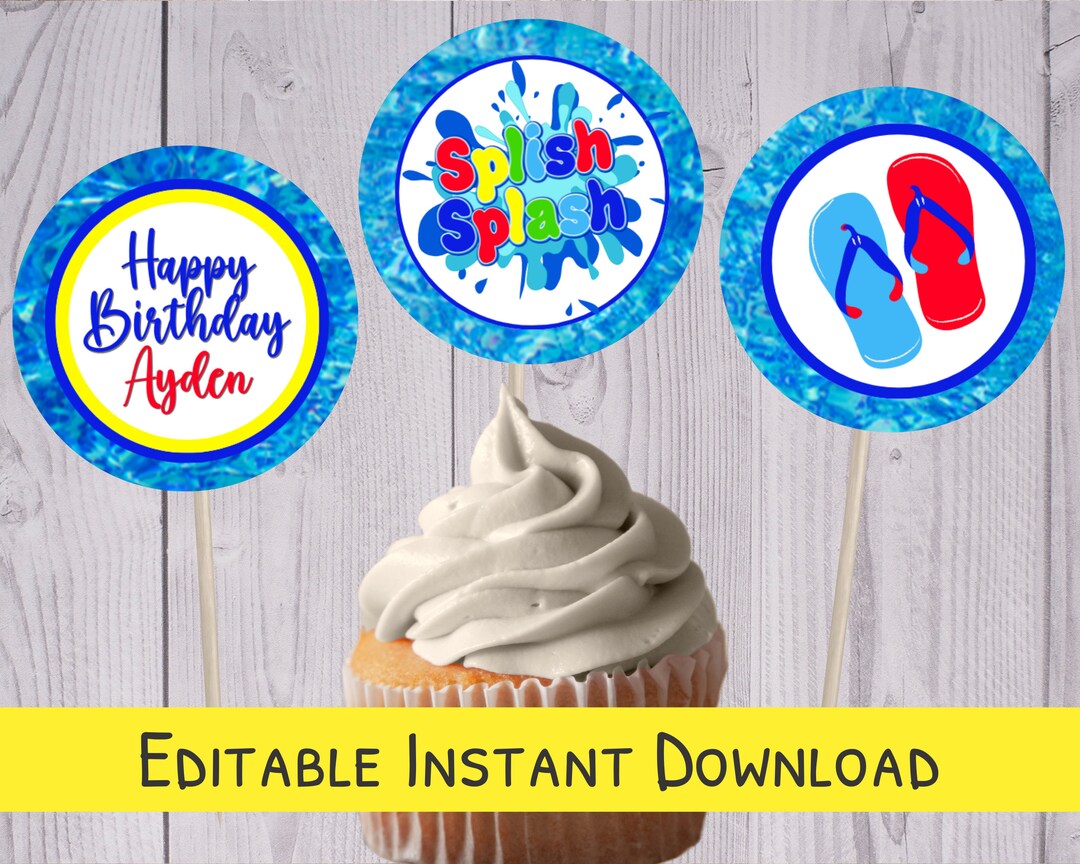 Splash Pad Cupcake Toppers Pool Party Cupcake Toppers Printable DIY ...