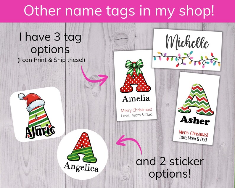 Christmas Name Gift Tags: Editable Holiday Treat Bag Tags for Kids ...