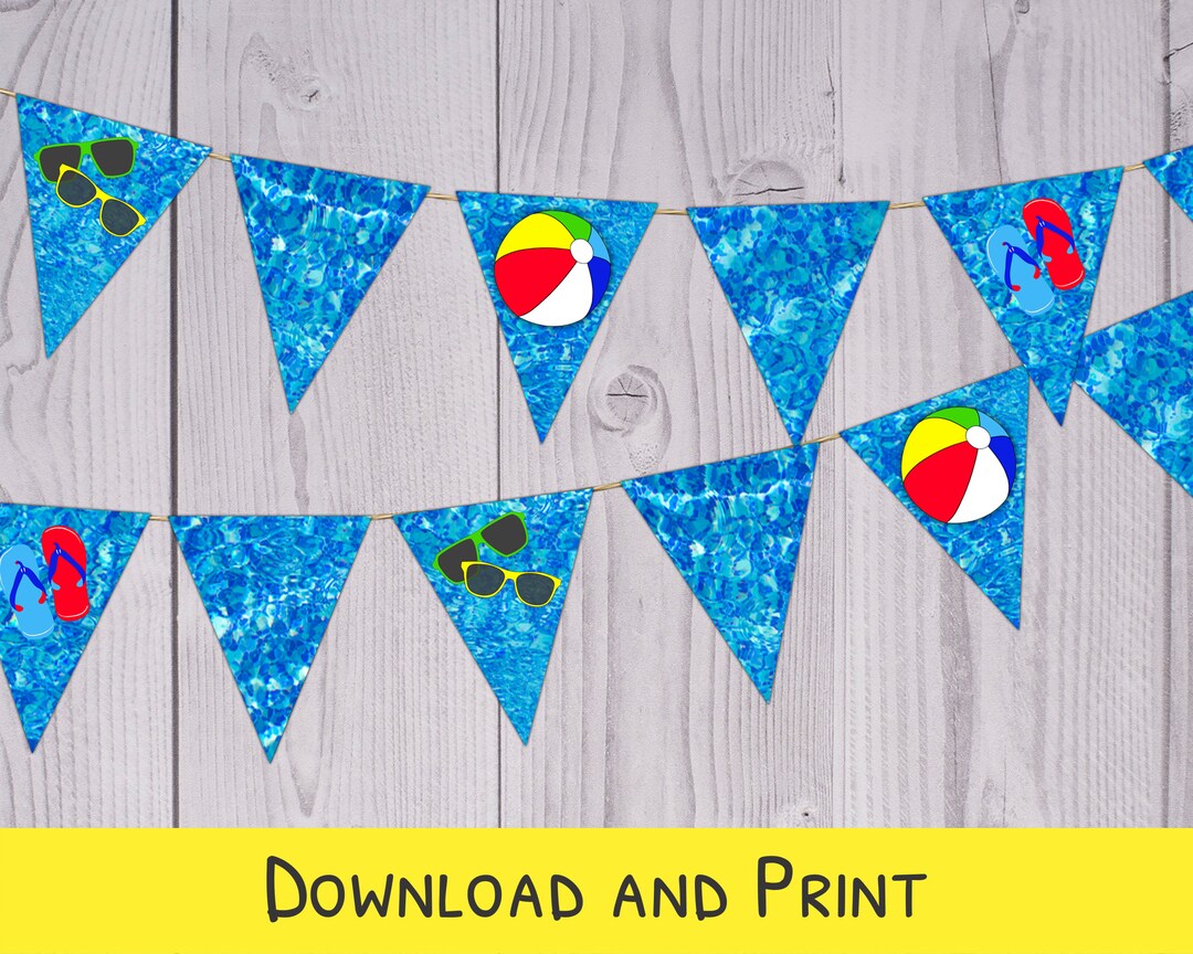 Pool Party Banner - Splash Pad Birthday Banner - Printable Banner for ...