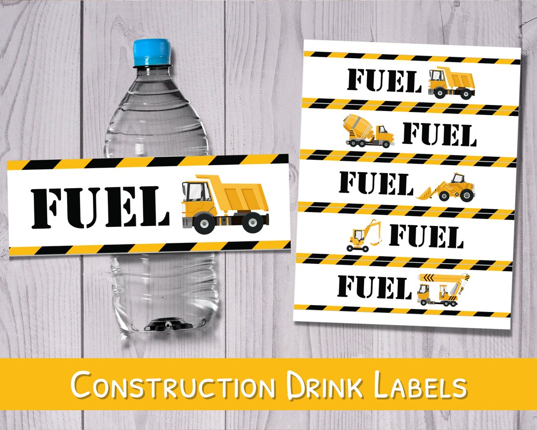 Construction Water Bottle Labels - Construction Party Printables ...
