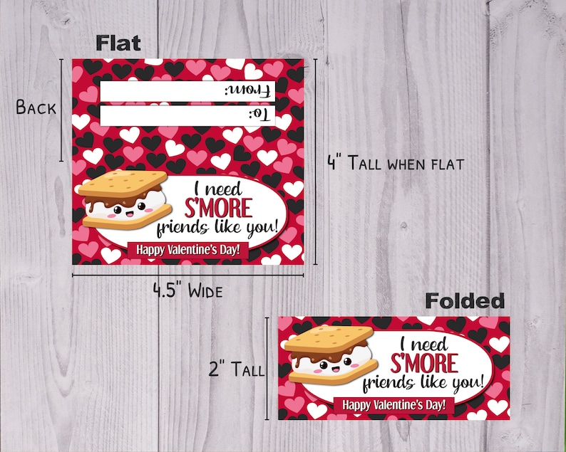 Smore Valentine Card Smore Treat Bag Toppers Goodie Bag Label Favor Bag ...