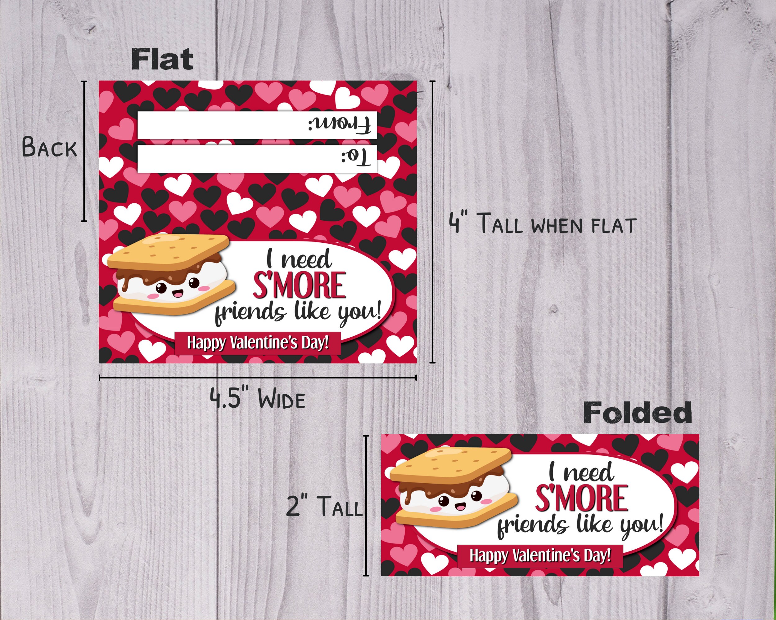 Smore Valentine Card Smore Treat Bag Toppers Goodie Bag Label Favor Bag ...