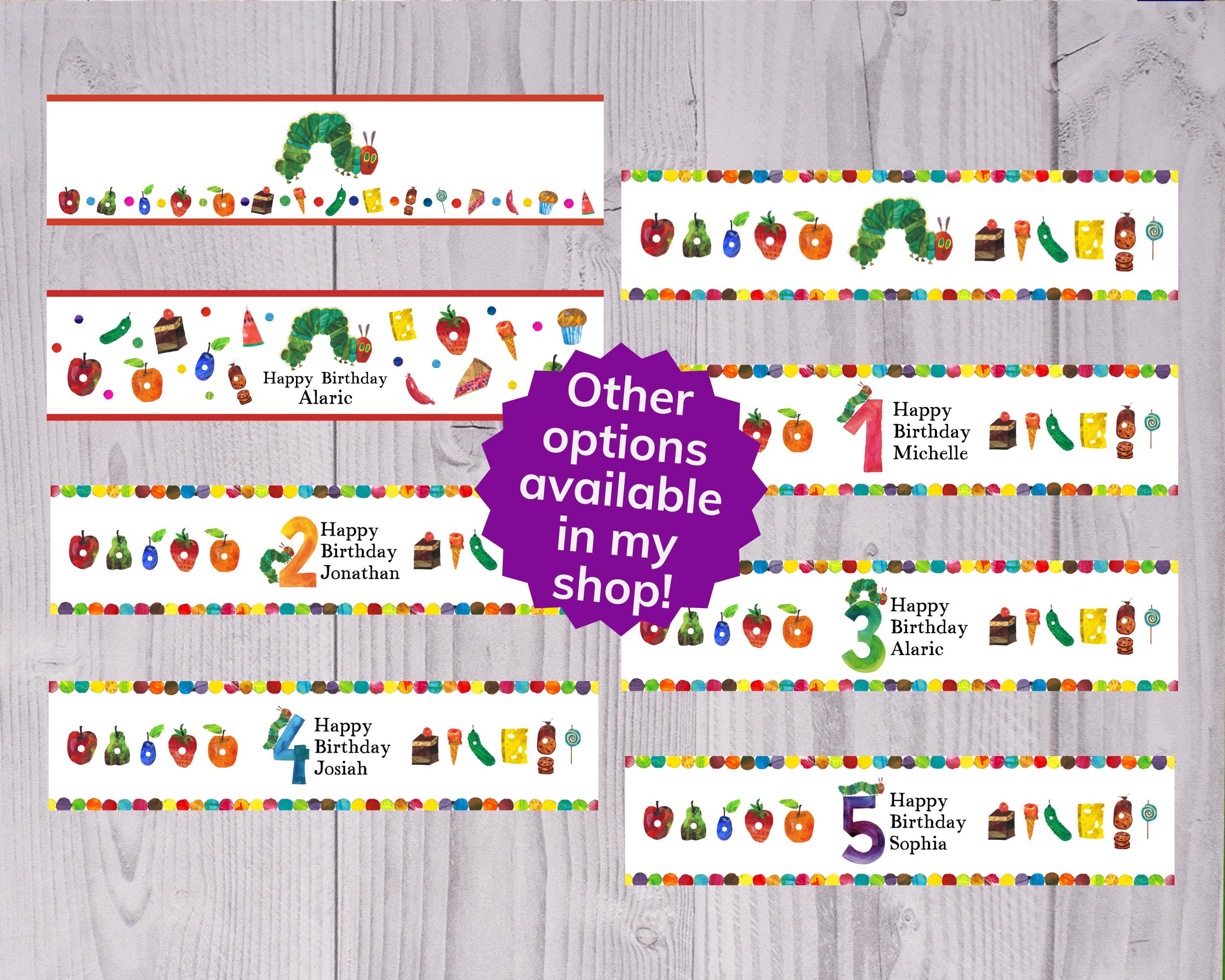Hungry Caterpillar Water Bottle Labels: Eric Carle Party Decor (digital ...