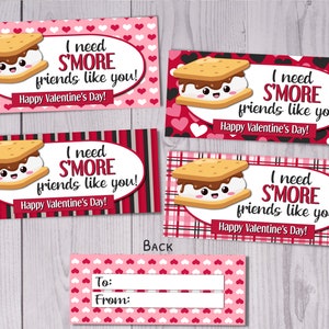Smore Valentine Card Smore Treat Bag Toppers Goodie Bag Label Favor Bag ...