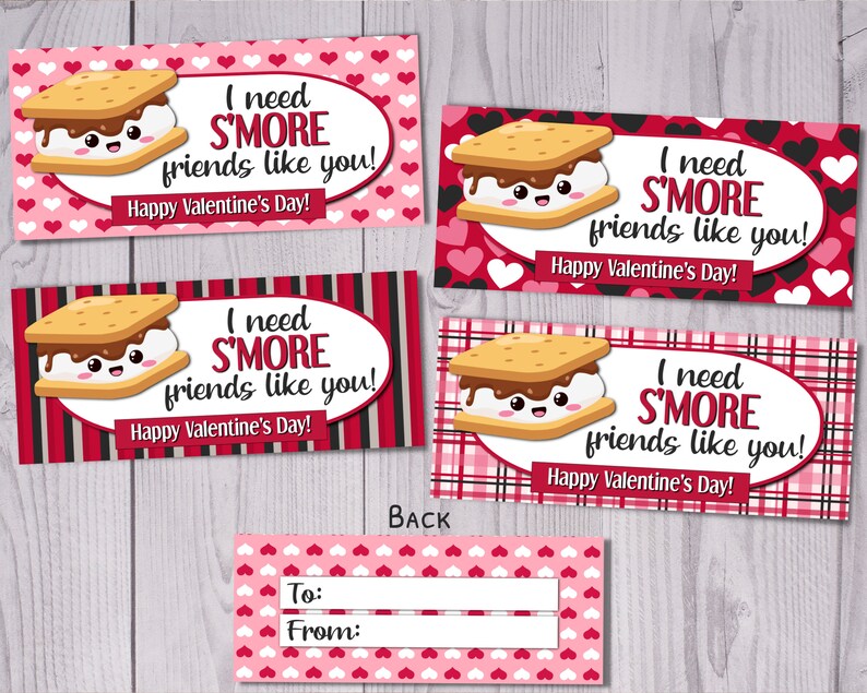 Smore Valentine Card Smore Treat Bag Toppers Goodie Bag Label Favor Bag ...