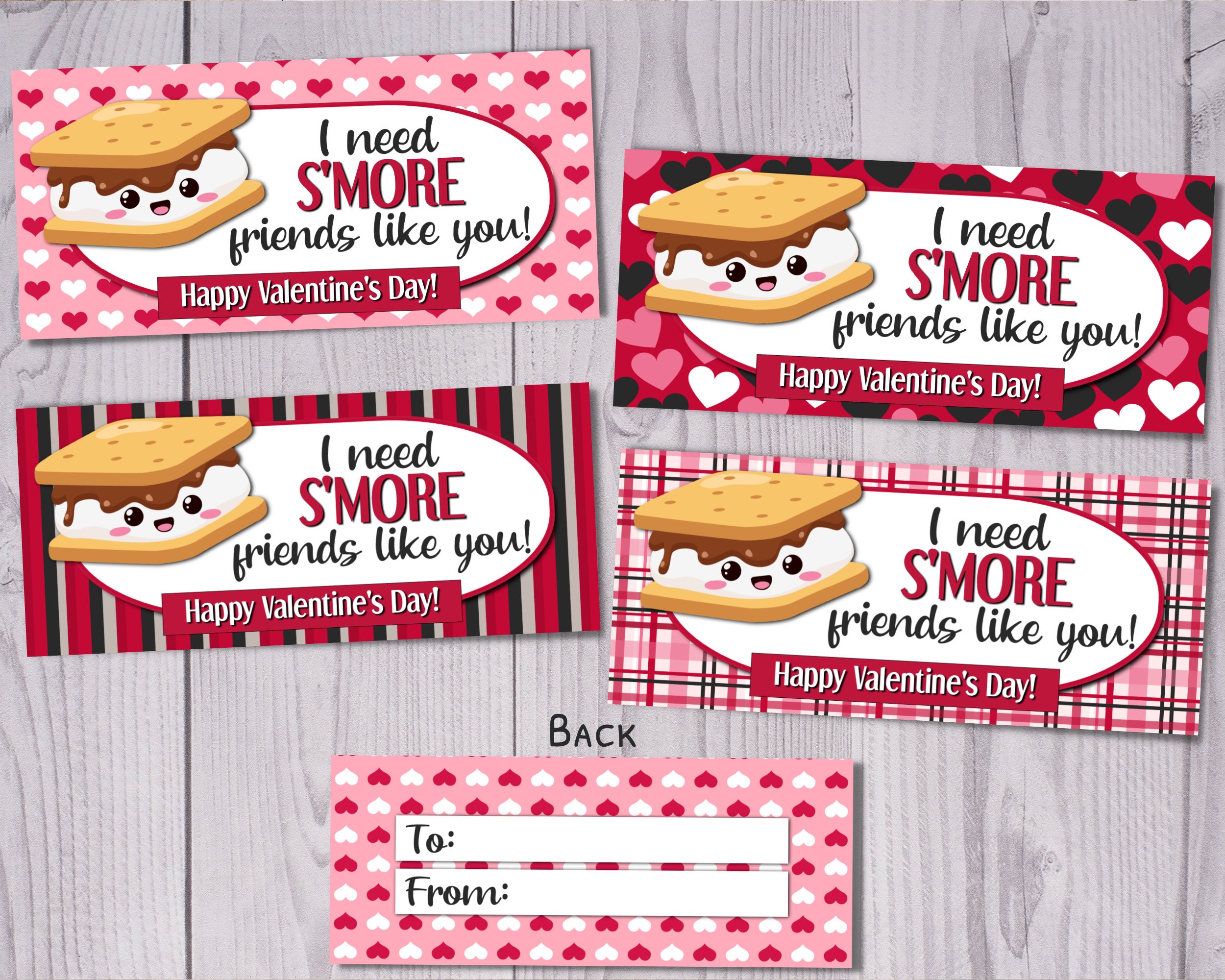 Smore Valentine Card Smore Treat Bag Toppers Goodie Bag Label Favor Bag ...