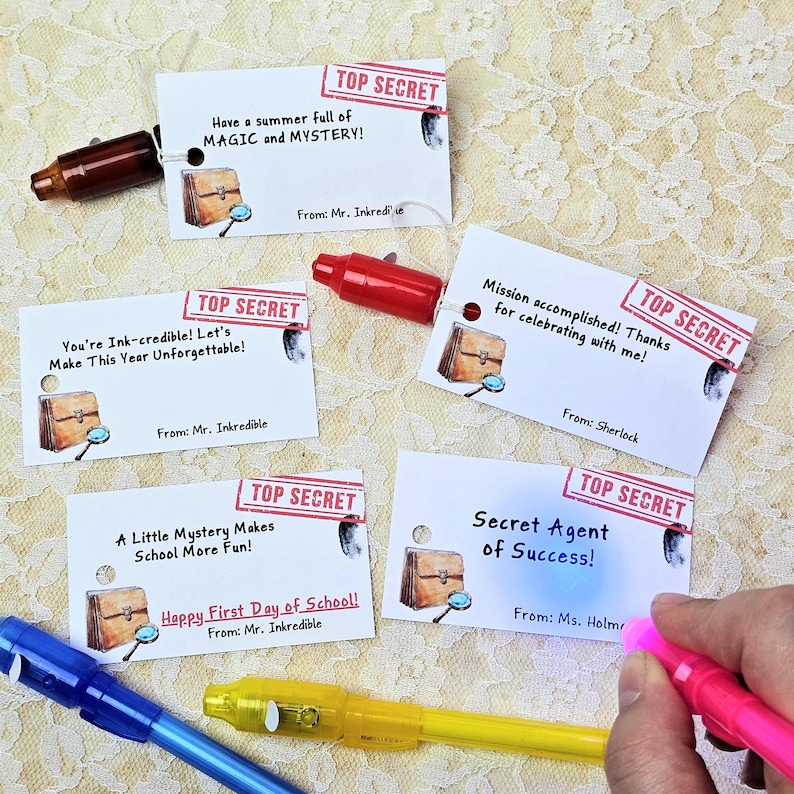 Invisible Ink Valentine for School - Ink Pen Party Favor Tag: Spy Theme ...