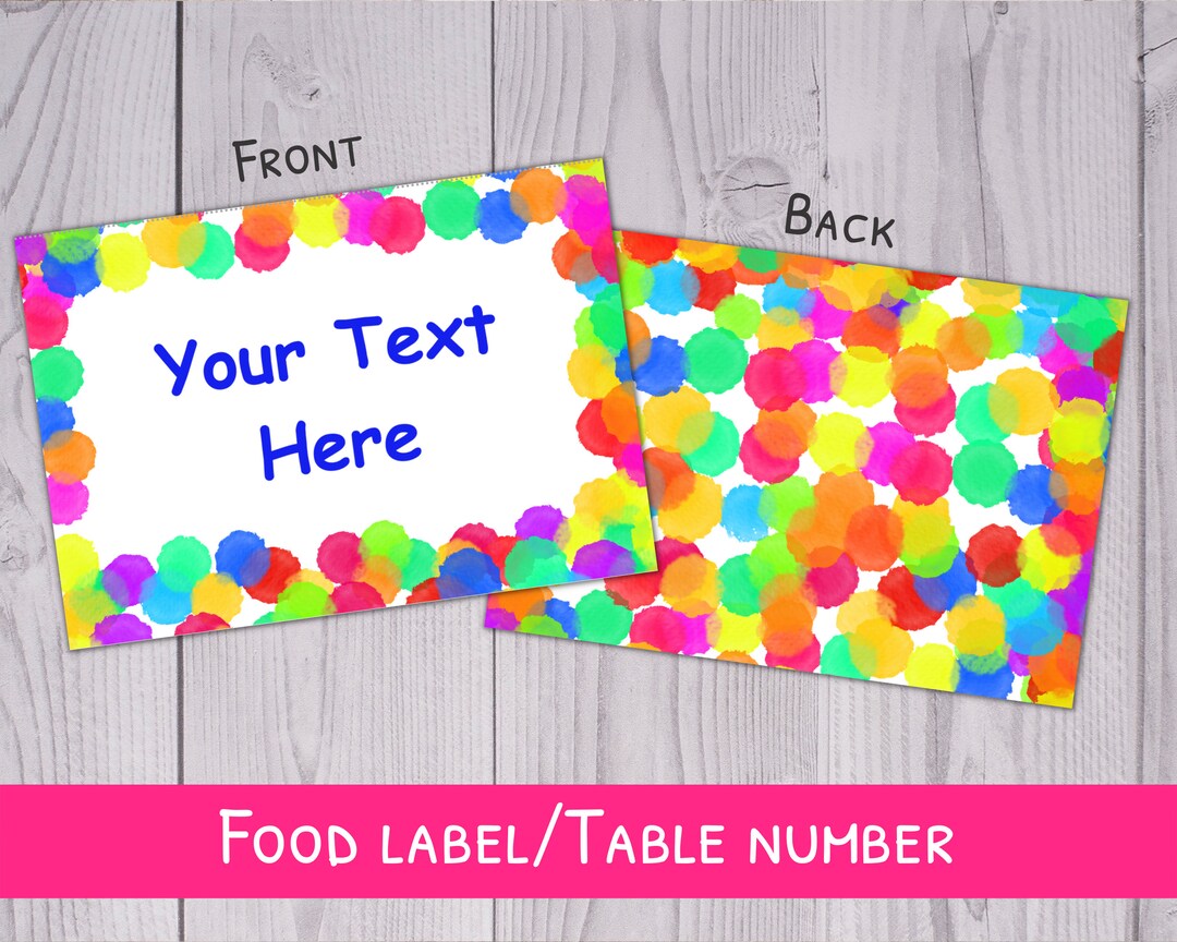 Art Party Food Labels - Rainbow Birthday - Editable Table Numbers ...