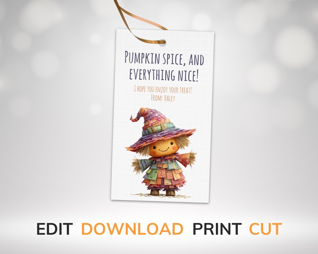 Editable Scarecrow Treat Tags: Fall Pumpkin Spice Gift (PDF File) - Etsy