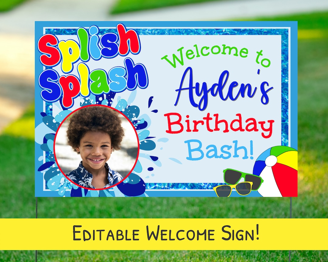 Splash Pad Birthday Welcome Sign -pool Party Yard Signs -beach Party ...