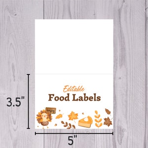 Thanksgiving Food Labels: Editable Fall Table Numbers (PDF) - Etsy