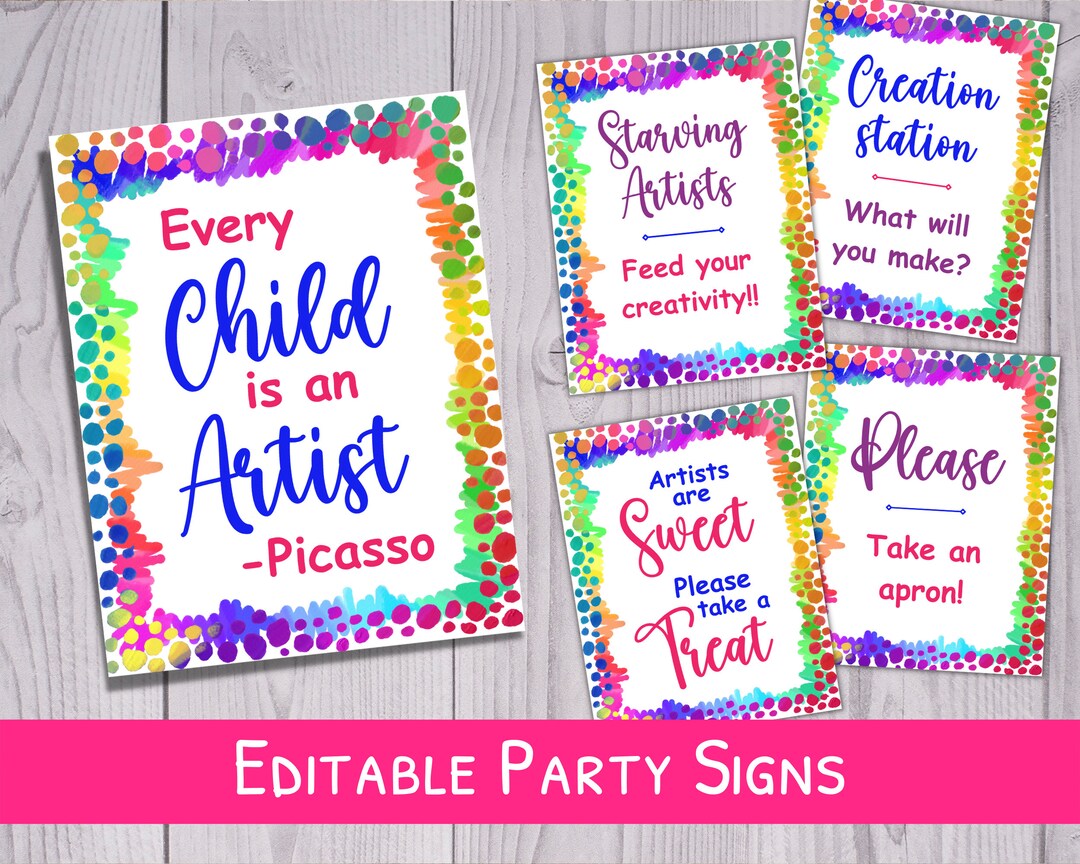 Paint Party Sign - Art Birthday Party Decor - Printable Birthday for ...