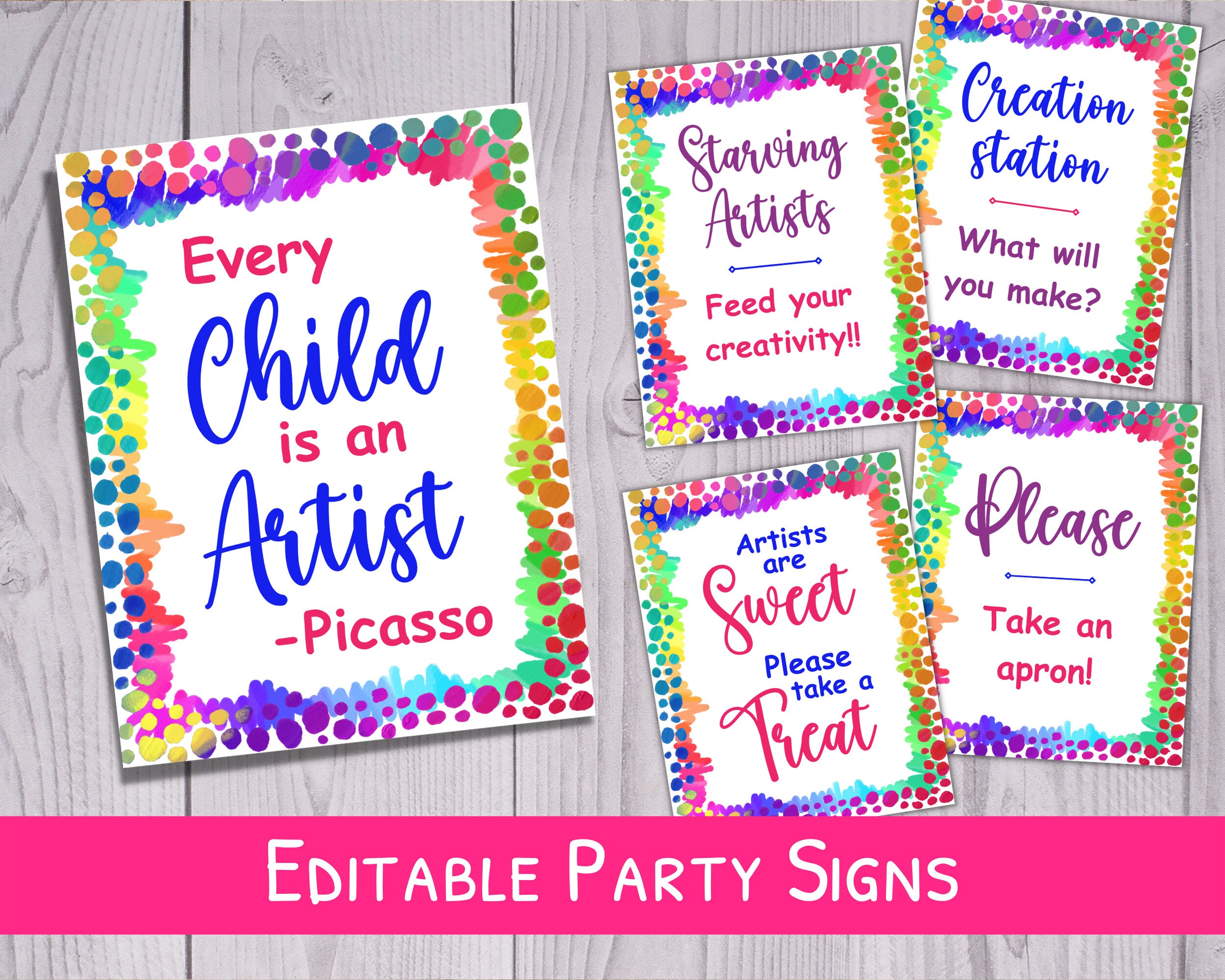 Paint Party Sign Art Birthday Party Decor Printable - Etsy
