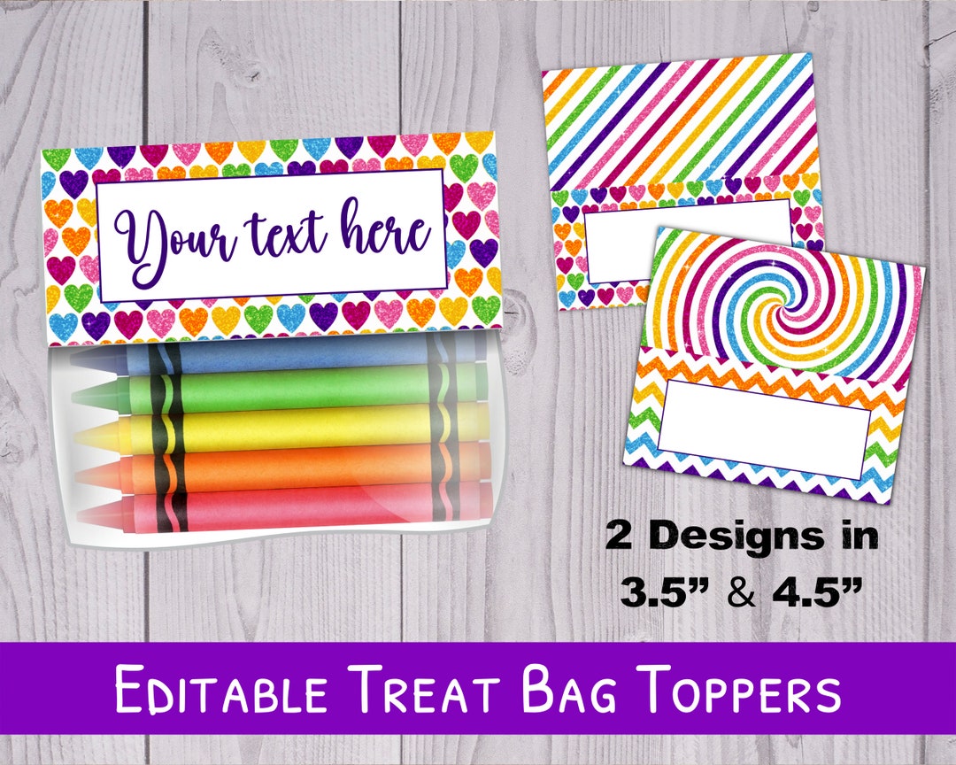 Rainbow Treat Bag Topper - Rainbow Unicorn Birthday - Editable Party ...