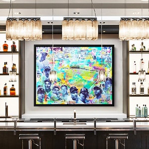 New York Yankees Baseball Man Cave Bar Pop Art Abstract Collage Bright ...