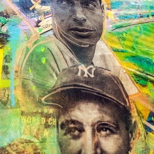 New York Yankees Baseball Man Cave Bar Pop Art Abstract Collage Bright ...