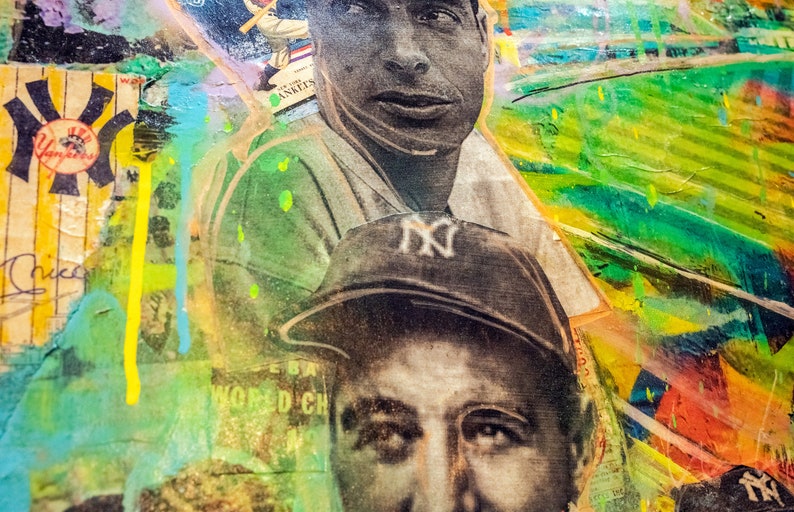 New York Yankees Baseball Man Cave Bar Pop Art Abstract Collage Bright ...