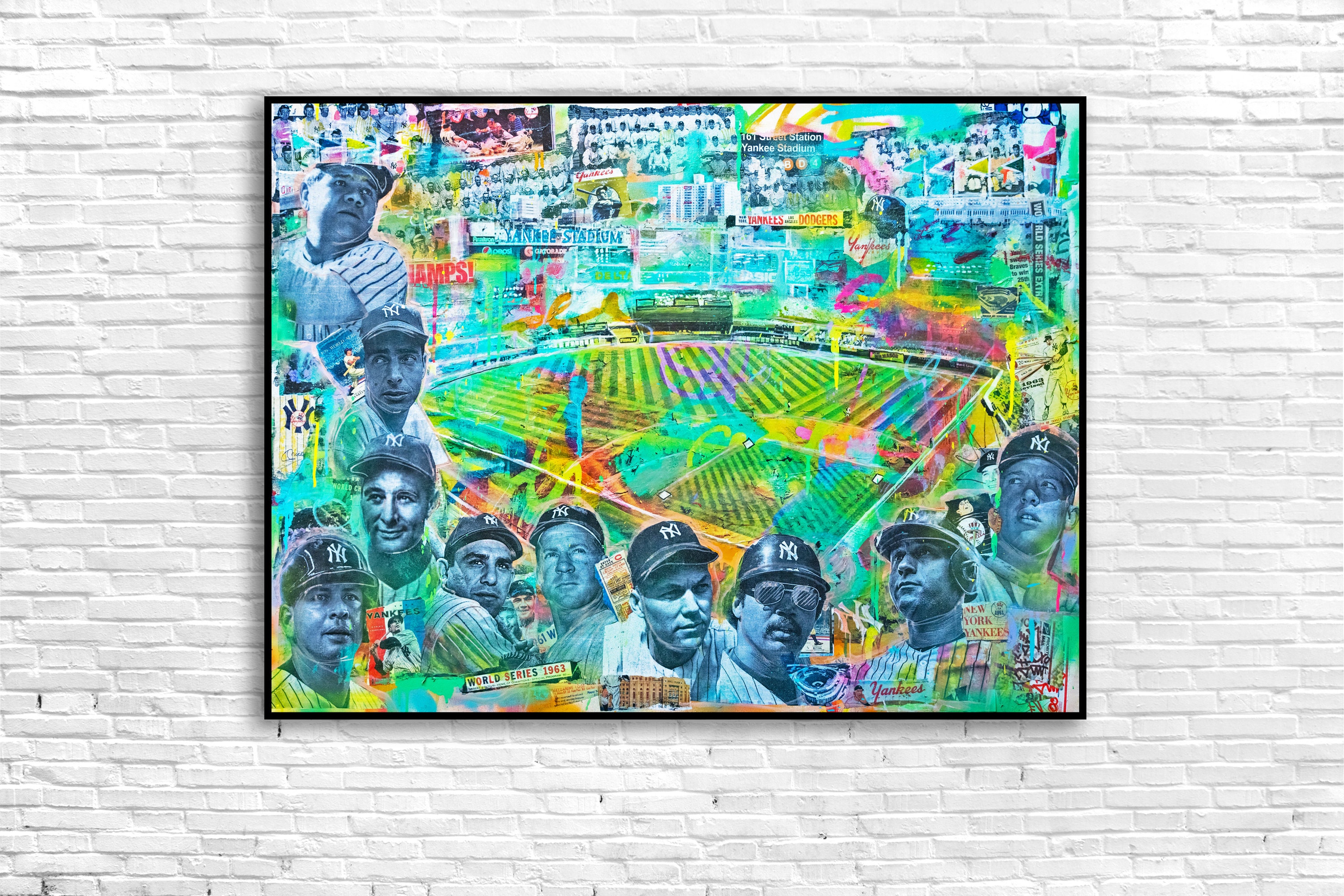 New York Yankees Baseball Man Cave Bar Pop Art Abstract Collage Bright ...