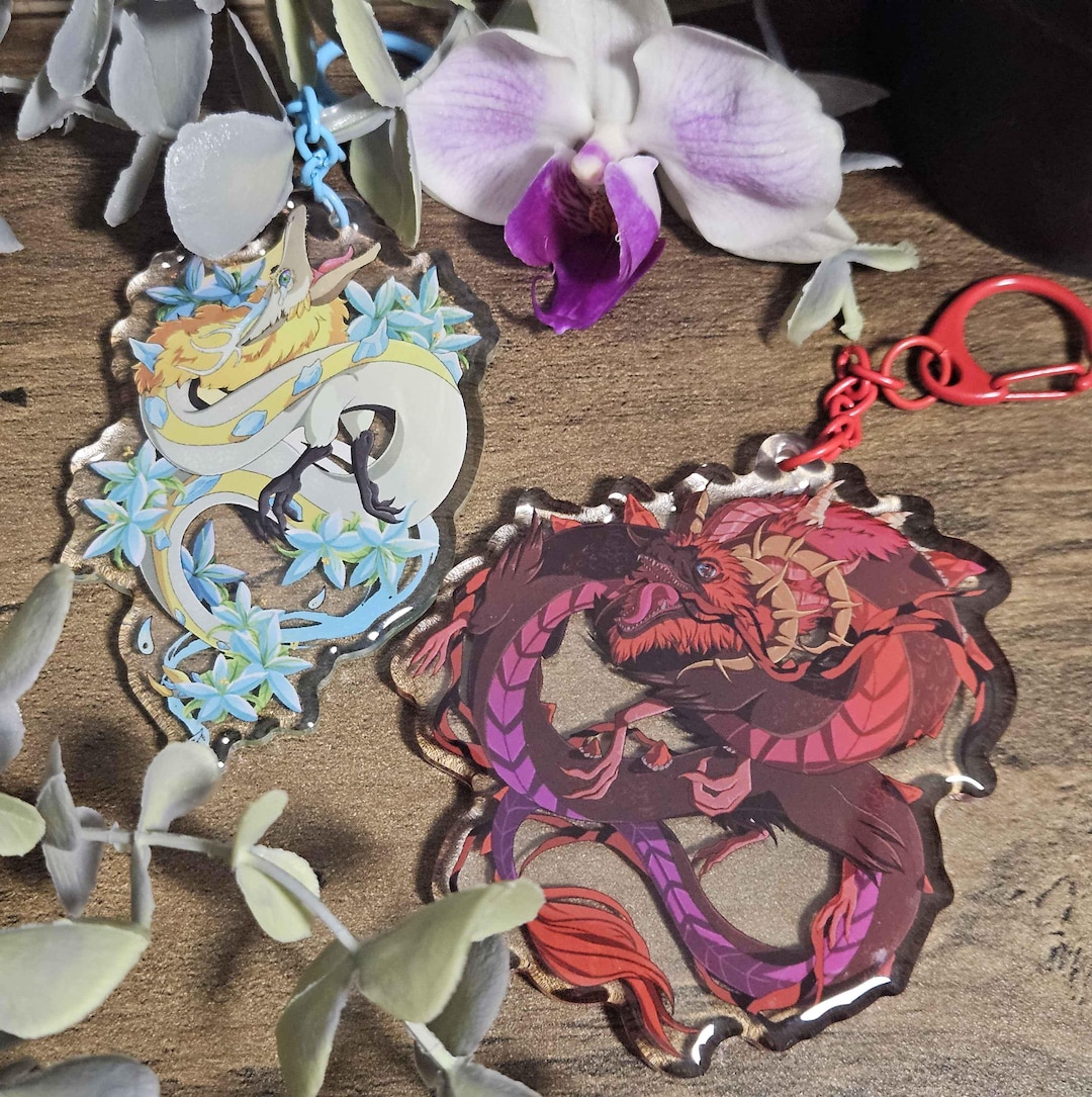 Loz Inspired Dragon Keychains Double Sided Acrylic - Etsy