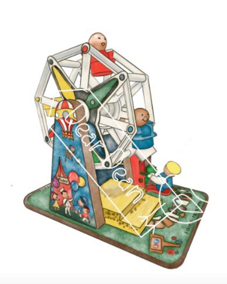 Fisher Price Art Print Wall Decor Little People Vintage Water Color ...