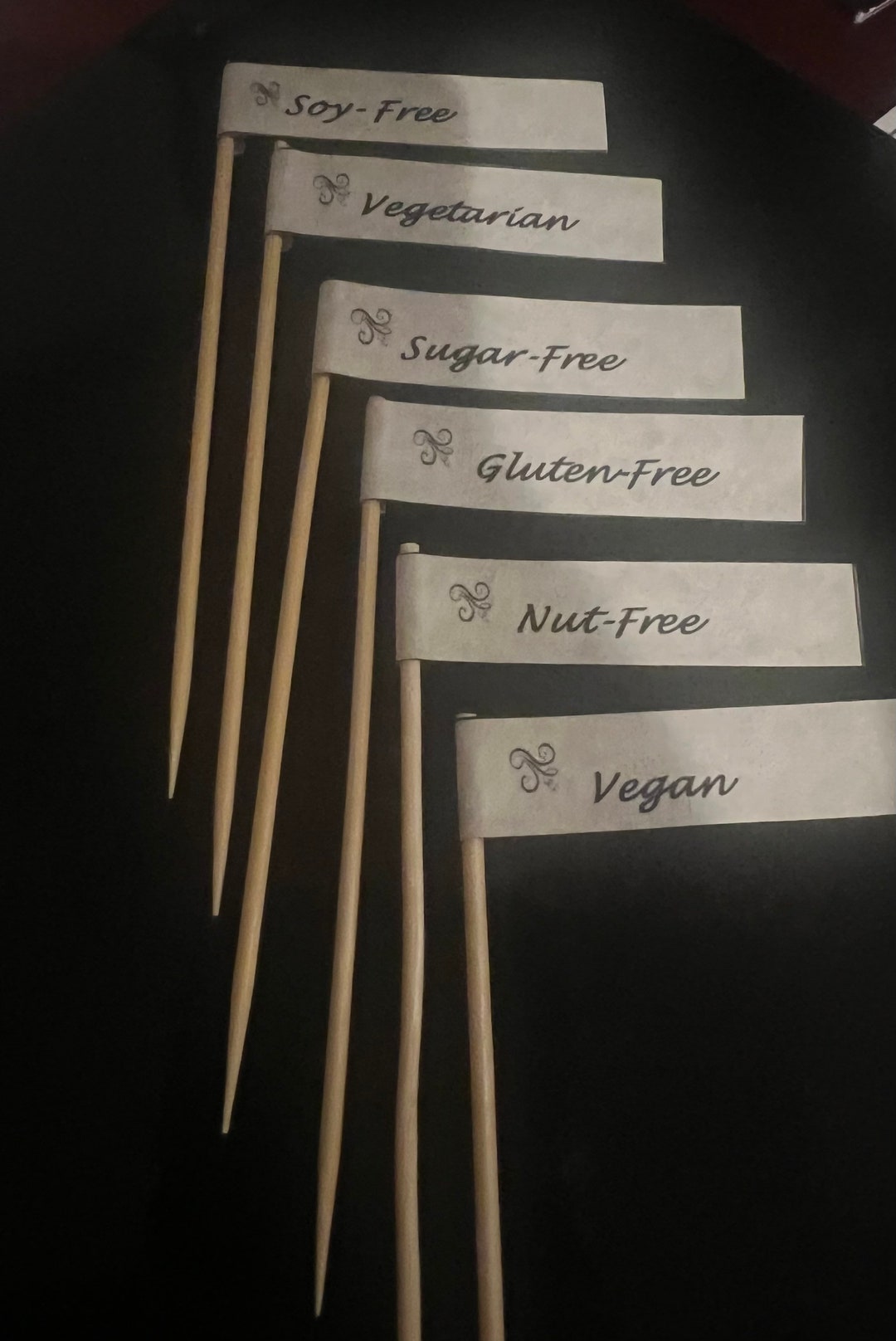 Food Flag Labels Toothpicks Customizable Allergen Label Catering Party ...