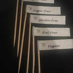 Food Flag Labels Toothpicks Customizable Allergen Label Catering Party ...