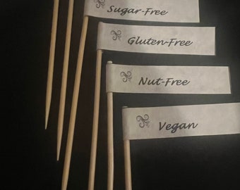 Gluten-free Food Labels/flags/toothpicks quantity 50 Food Labels ...