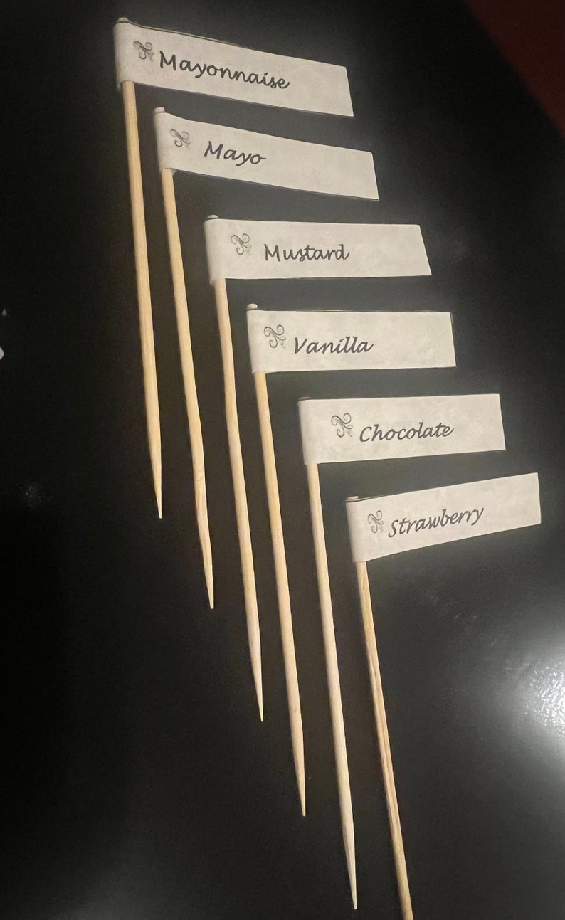 Food Flag Labels Toothpicks Customizable Allergen Label Catering Party ...