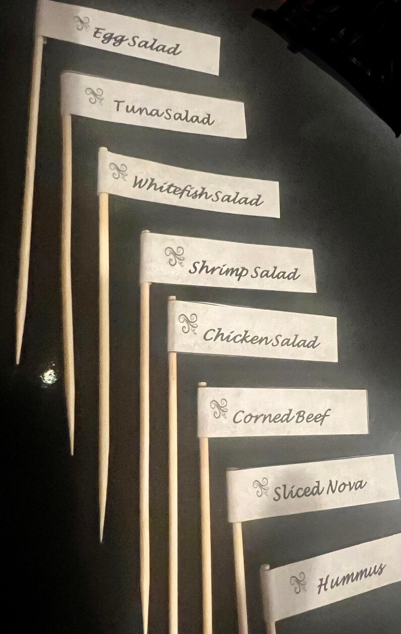 Food Flag Labels Toothpicks Customizable Allergen Label Catering Party ...