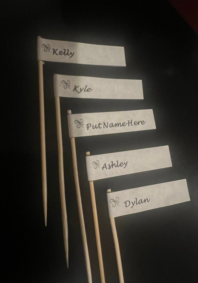 Food Flag Labels Toothpicks Customizable Allergen Label Catering Party ...