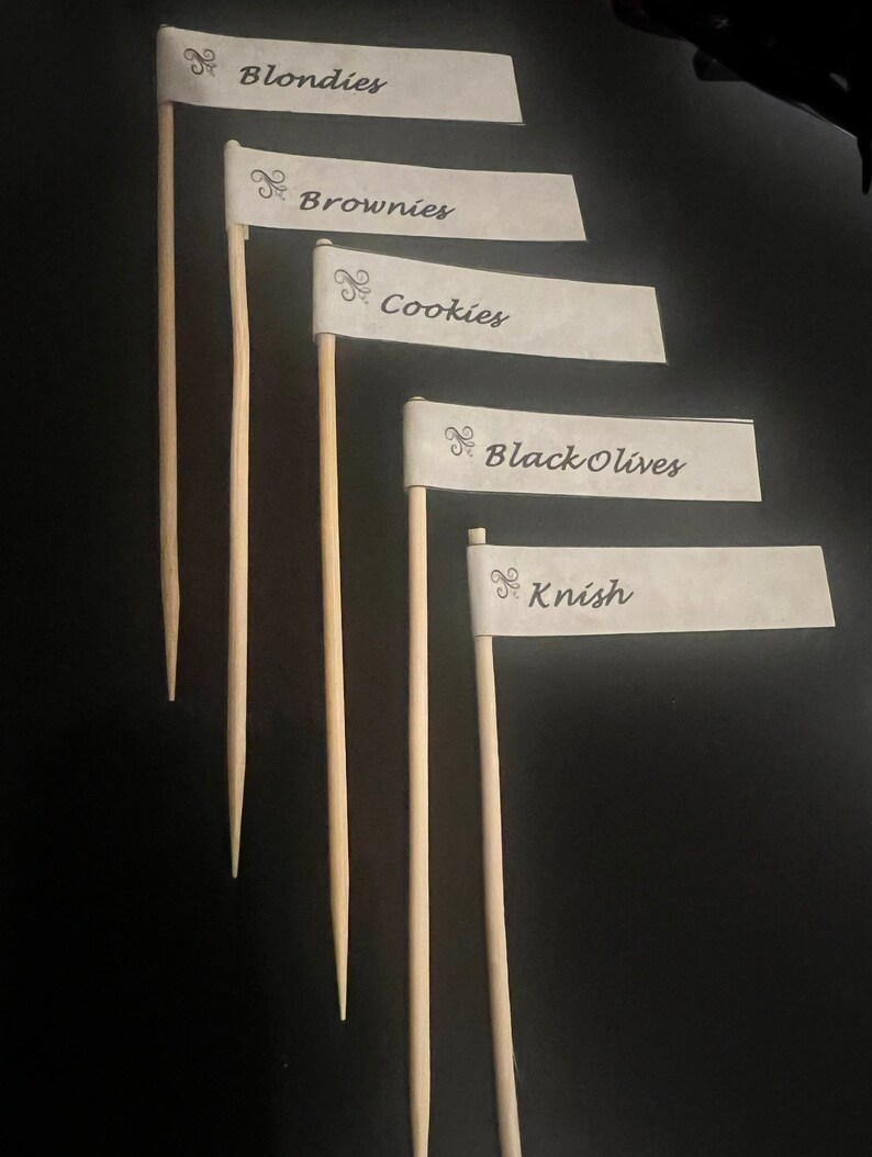 Food Flag Labels Toothpicks Customizable Allergen Label Catering Party ...